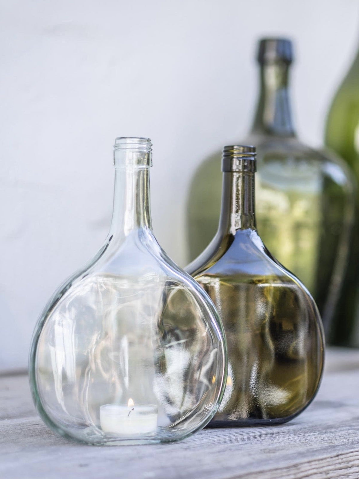 Bocksbeutel Windlicht 0,7 l Flasche & Untersetzer in Oliv & Schwarz ...